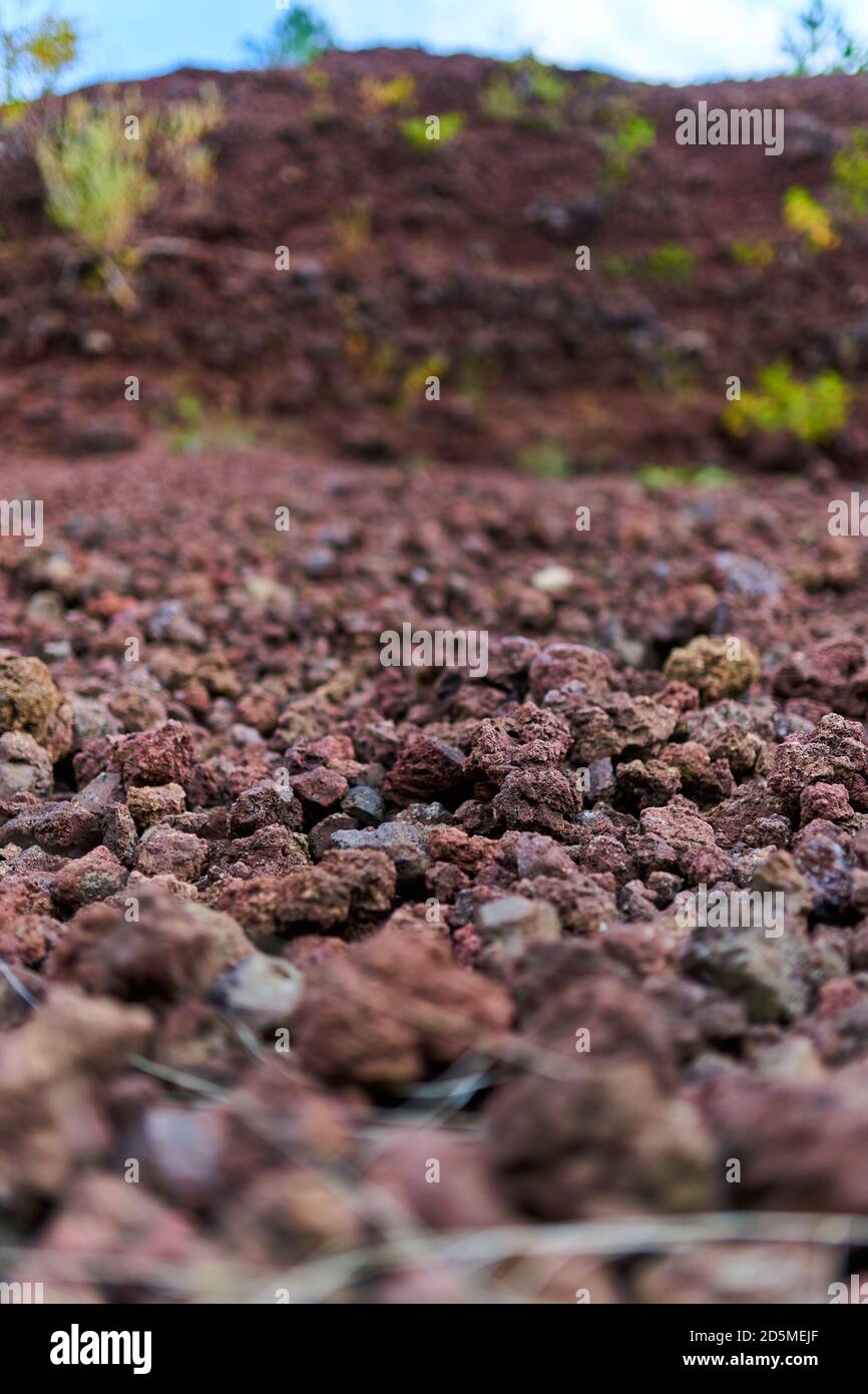 Inside the caldera of an extinct volcano - basalt, dross and other ...
