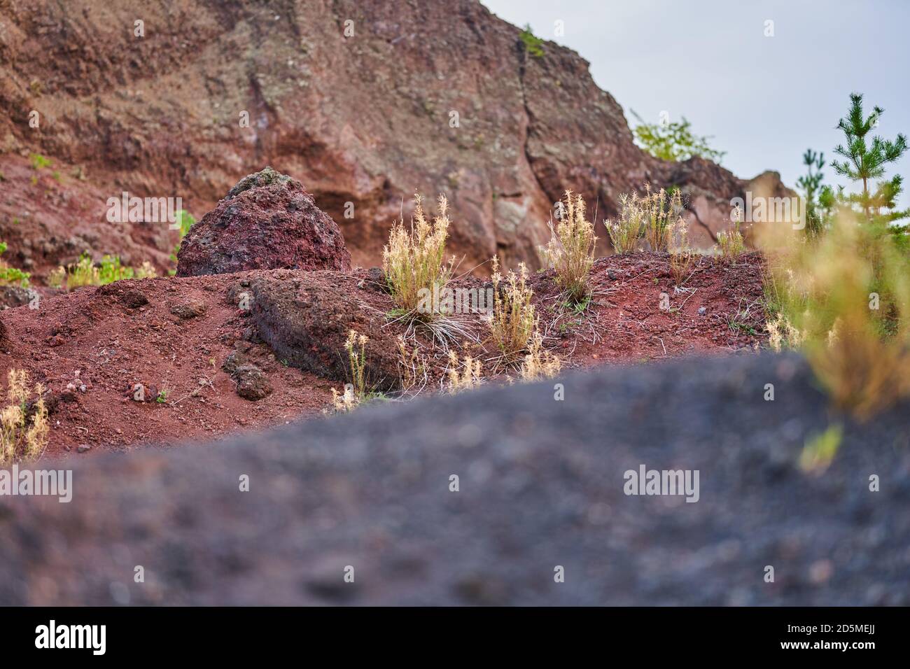 Inside the caldera of an extinct volcano - basalt, dross and other ...