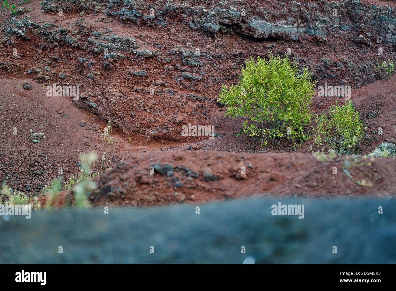 Inside the caldera of an extinct volcano - basalt, dross and other ...