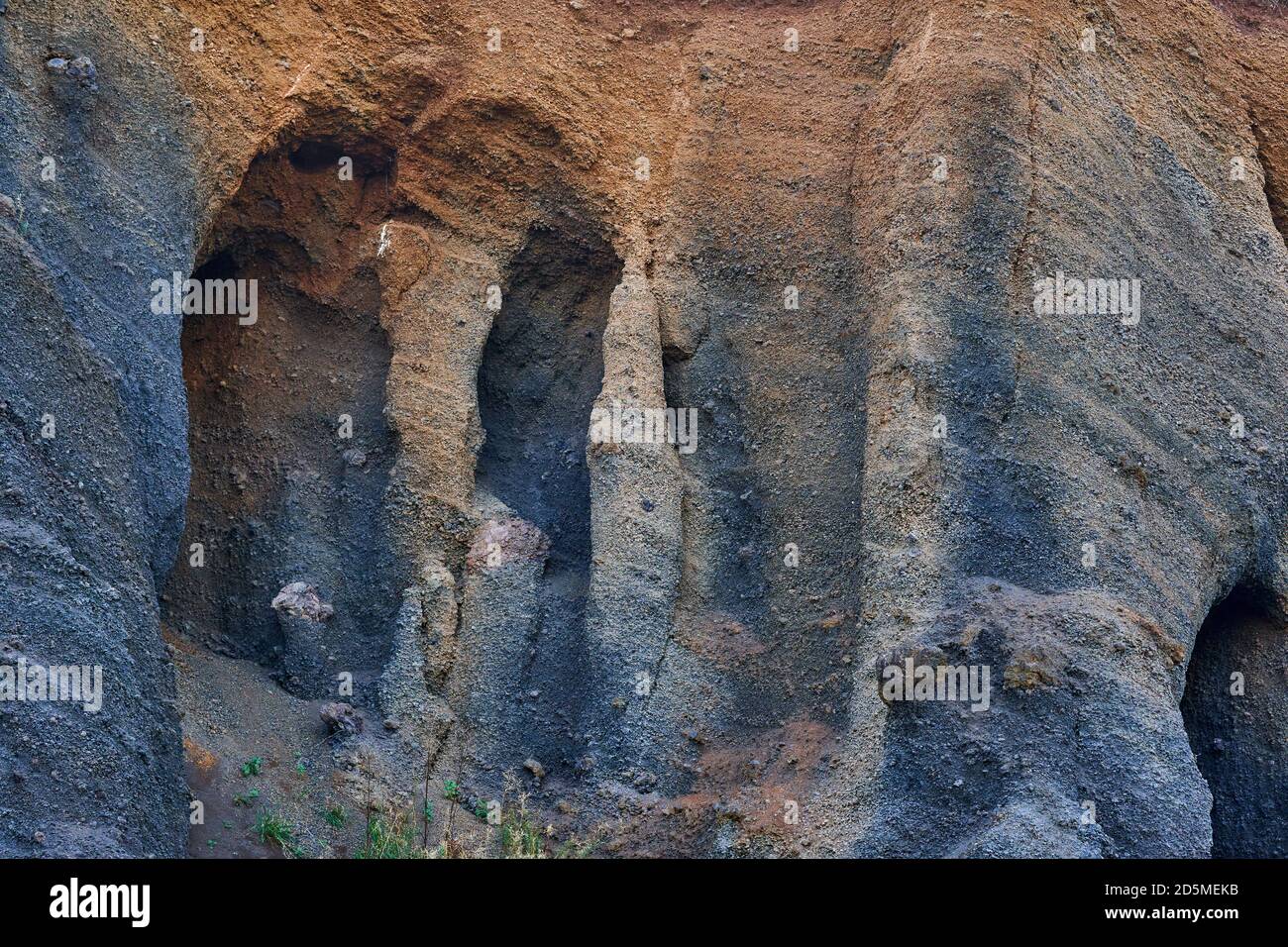 Inside the caldera of an extinct volcano - basalt, dross and other ...
