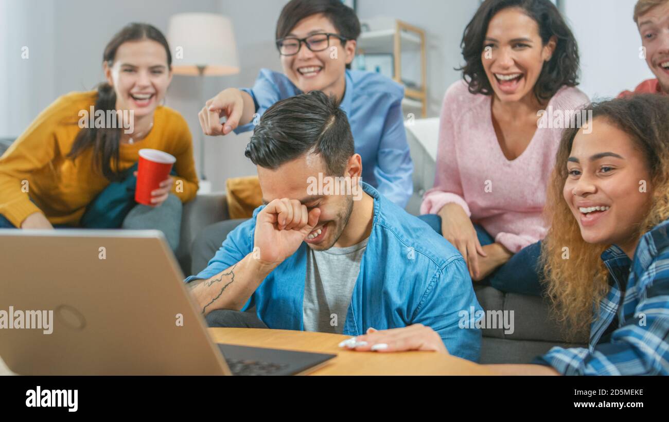 Happy friends watching movie in hi-res stock photography and images - Alamy