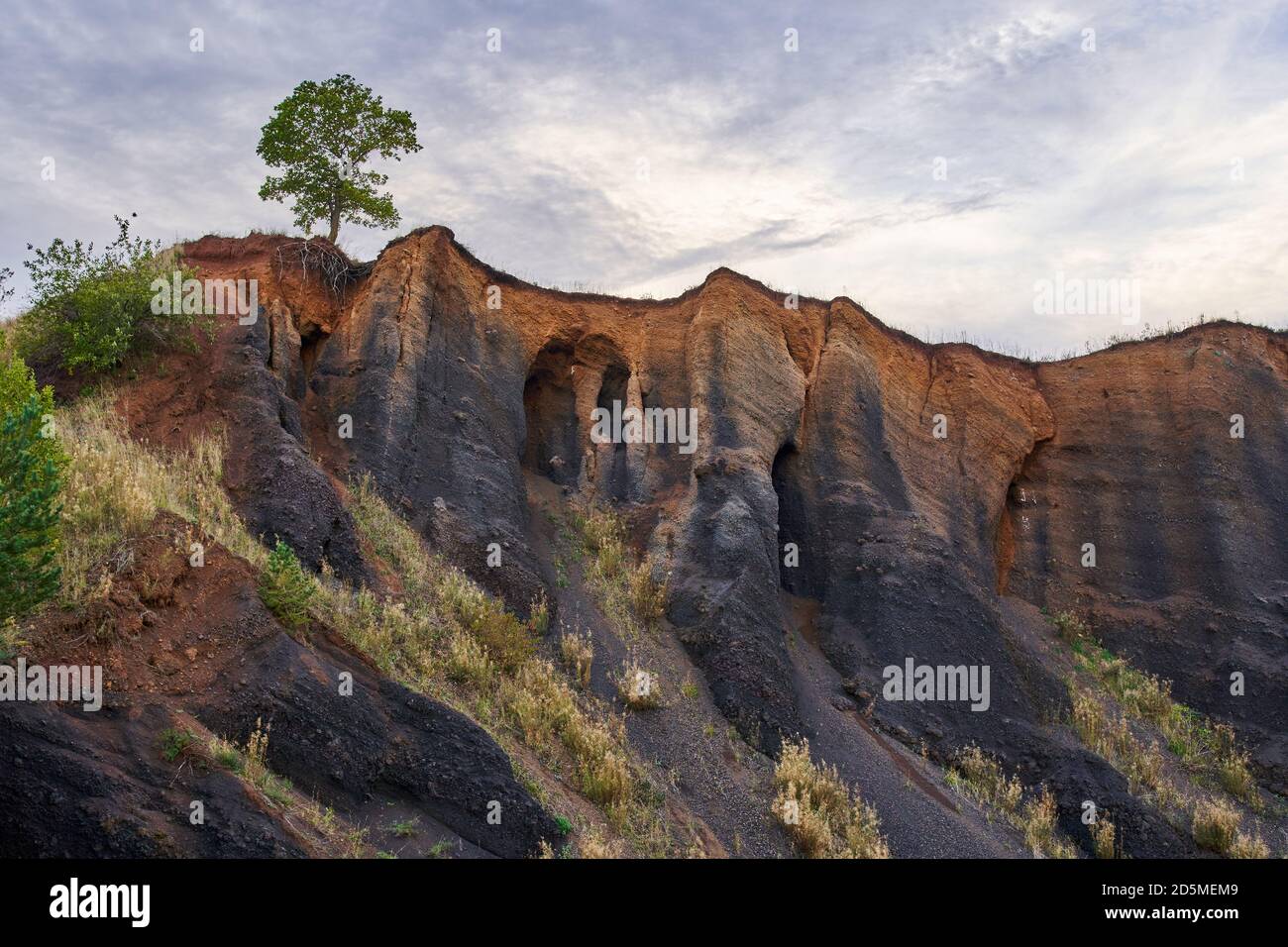 Inside the caldera of an extinct volcano - basalt, dross and other ...