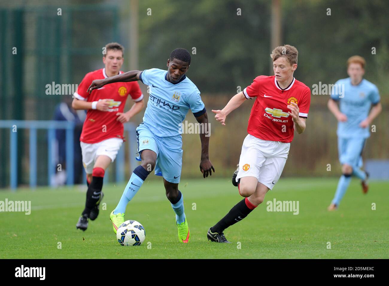 Manchester City's Isaac Buckley-Richards and Manchester United's Scott ...