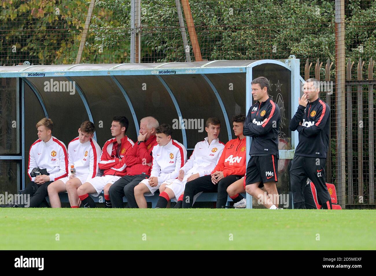 A general view of the Manchester United bench during the game Stock ...