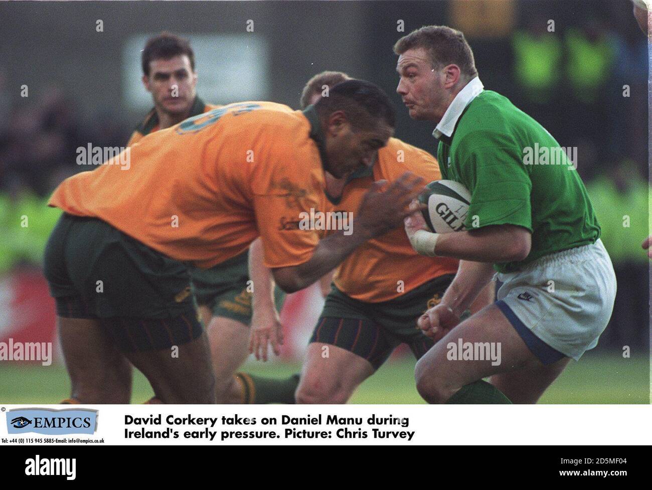 David Corkery takes on Daniel Manu during Ireland's early pressure ...