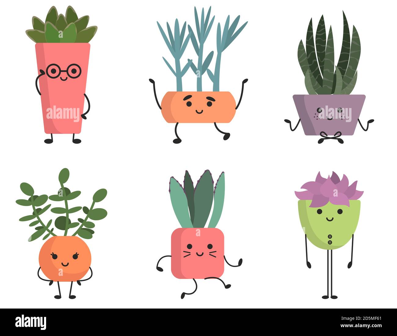 Set Of Cute Succulents Funny Characters In Cartoon Style Stock Vector set-of-cute-succulents-funny-characters-in-cartoon-style-stock-vector