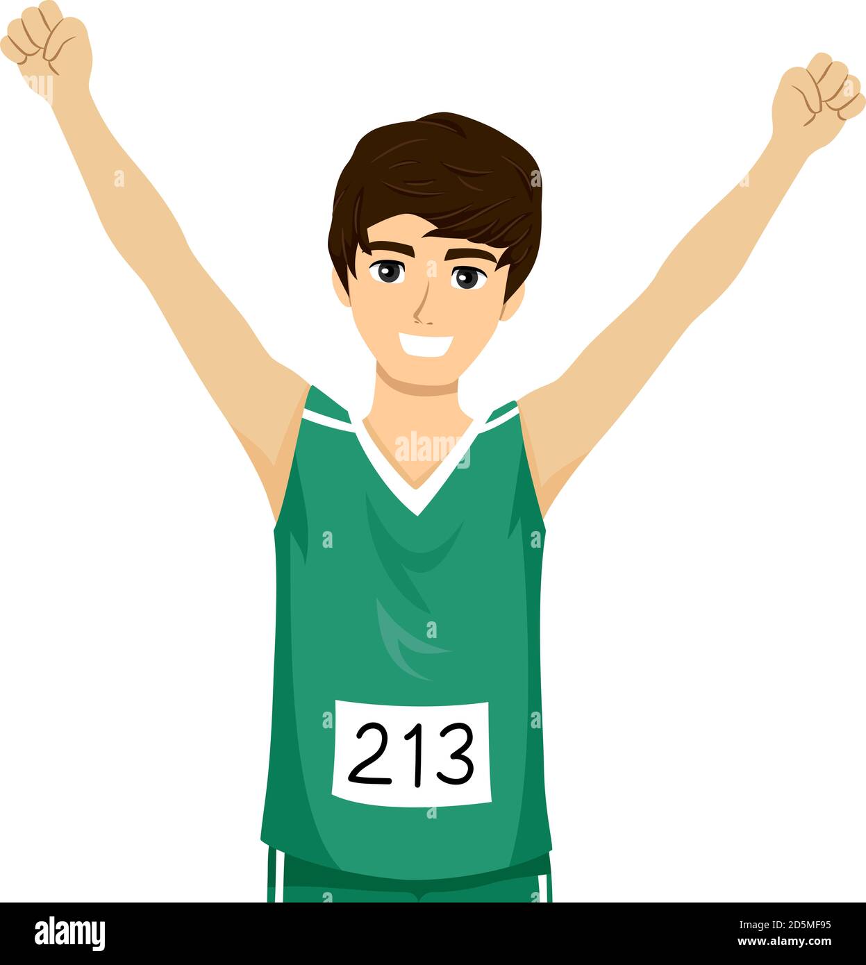 Illustration of a Teenage Guy Runner with Arms Up Finishing a Marathon ...