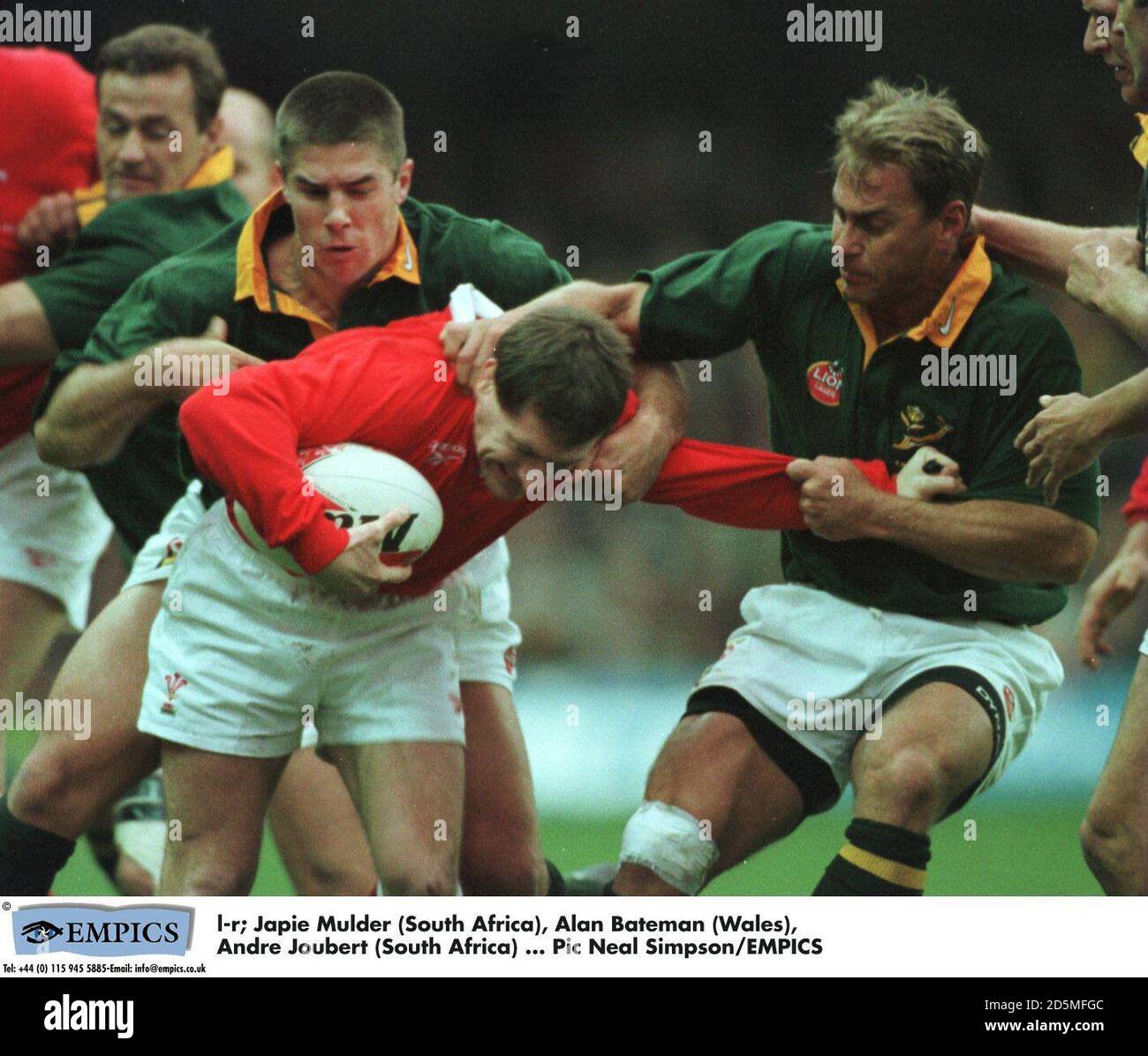 l-r Japie Mulder (South Africa), Allan Bateman (Wales), Andre Joubert ...