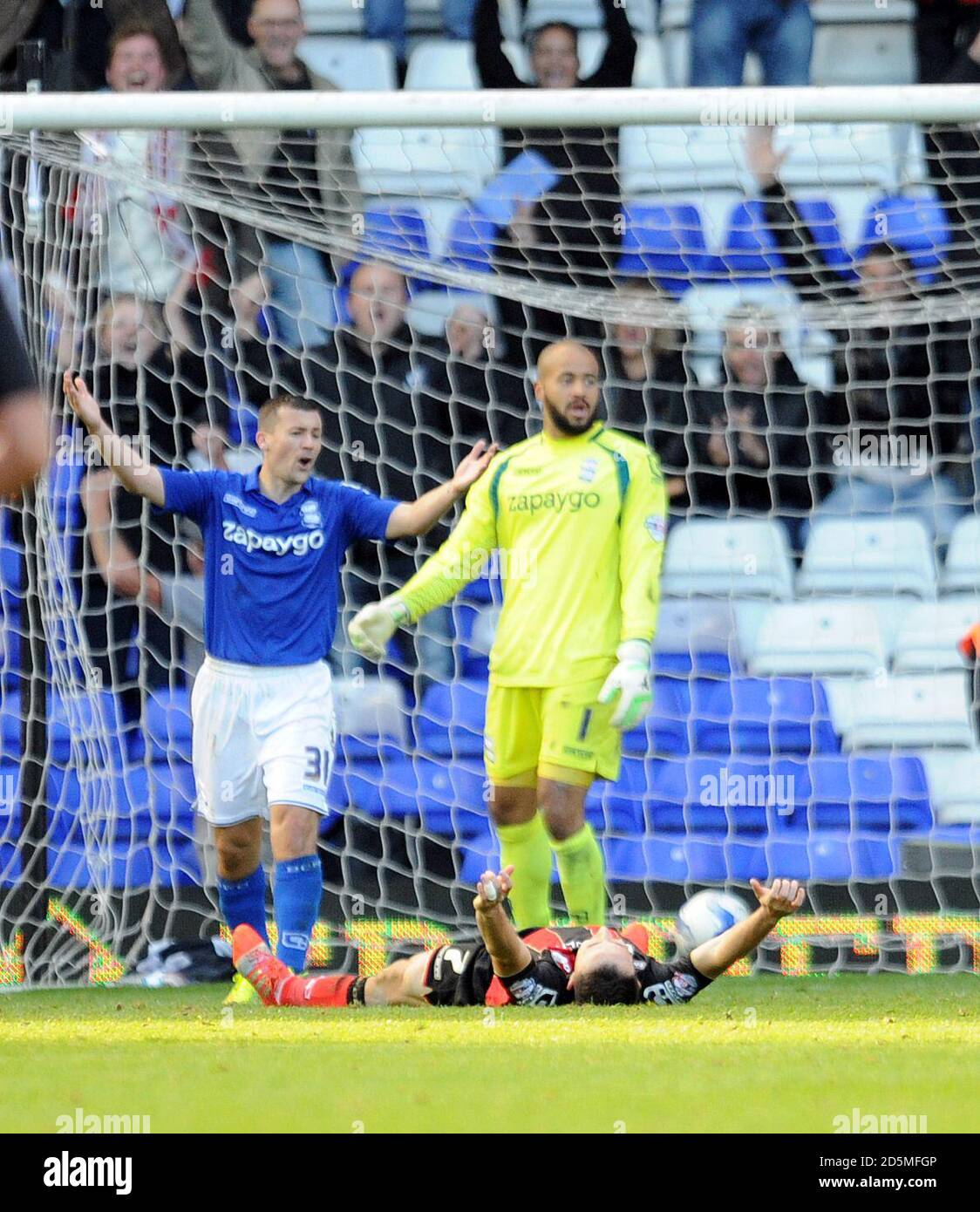 Bournemouth's Marc Pugh (Ground) celebrates after he scores his third ...