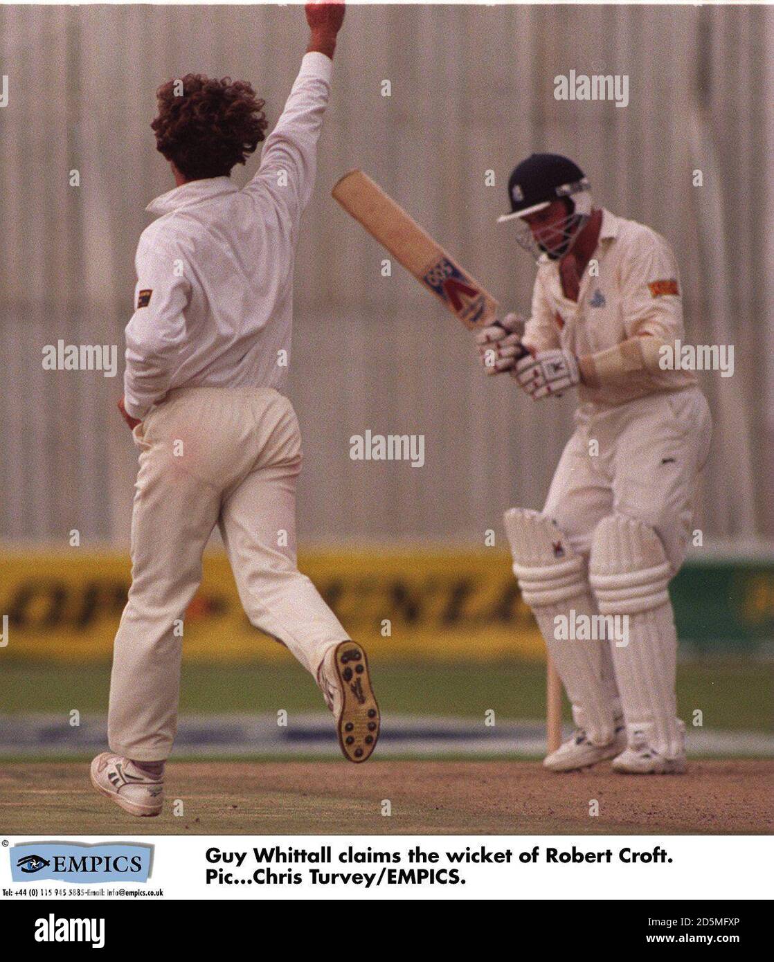 Guy Whittall claims the wicket of Robert Croft Stock Photo - Alamy