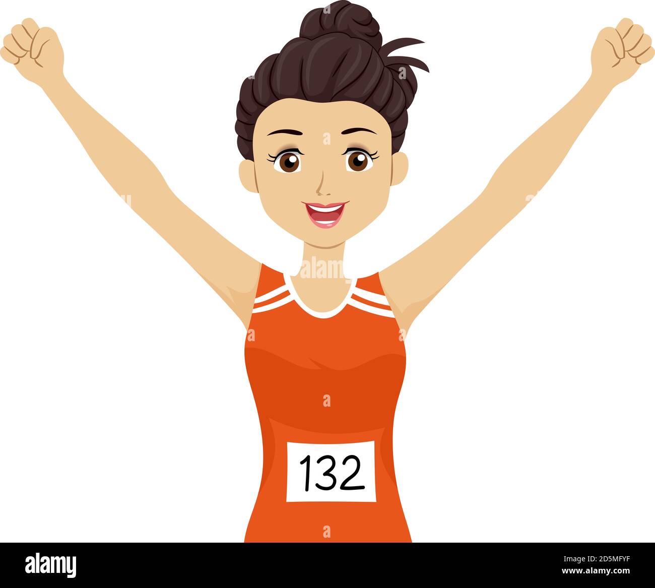 Illustration of a Teenage Girl Running with Arms Up and Finishing a ...