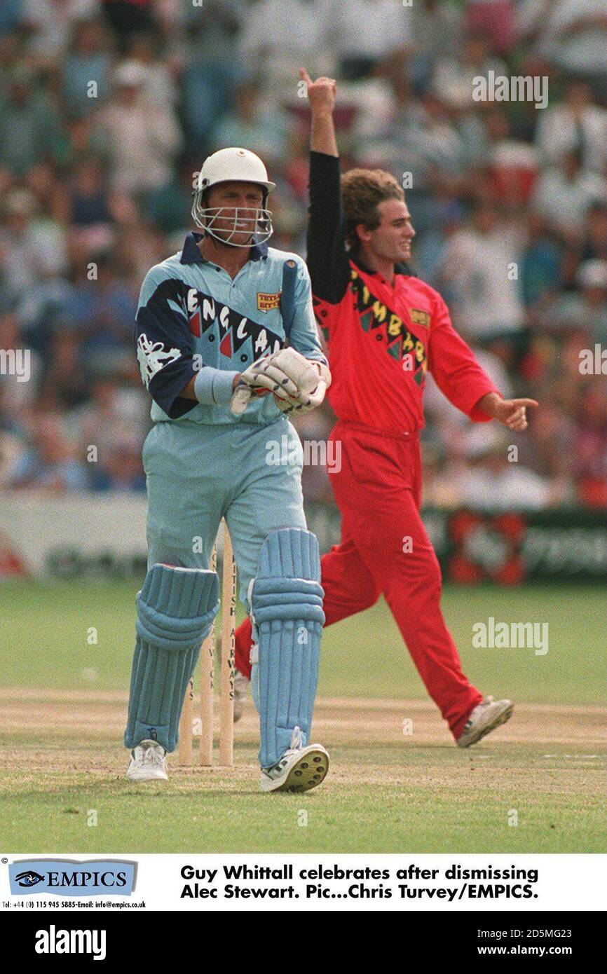 Guy Whittall celebrates after dismissing Alec Stewart Stock Photo - Alamy