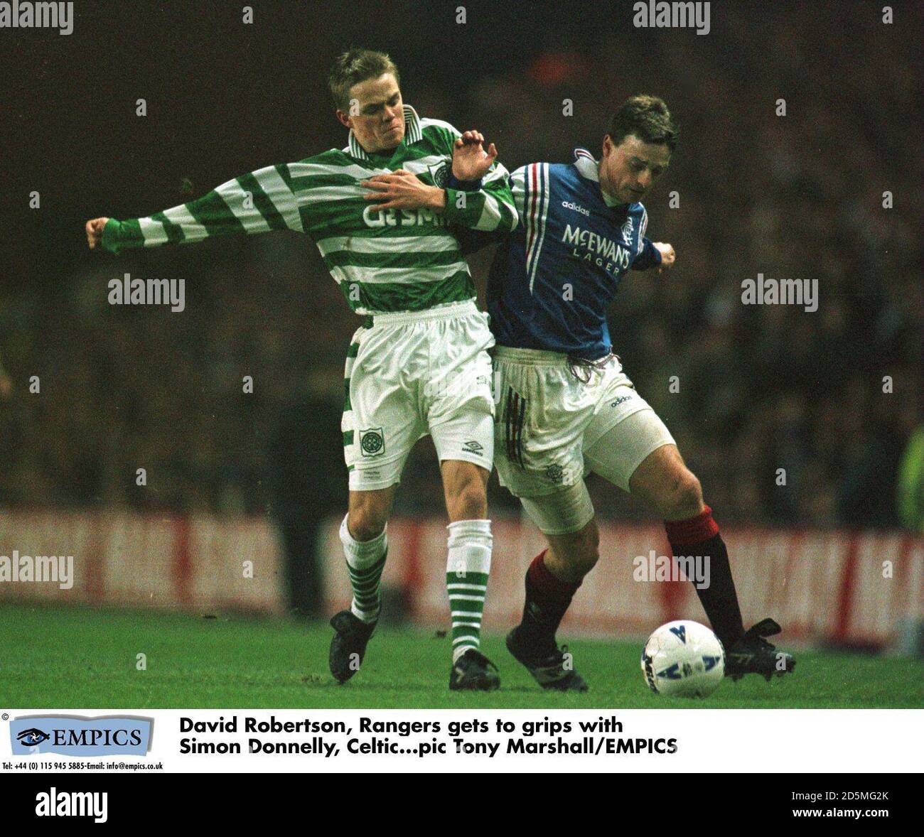 David Robertson, Rangers gets to grips with Simon Donnelly, Celtic ...