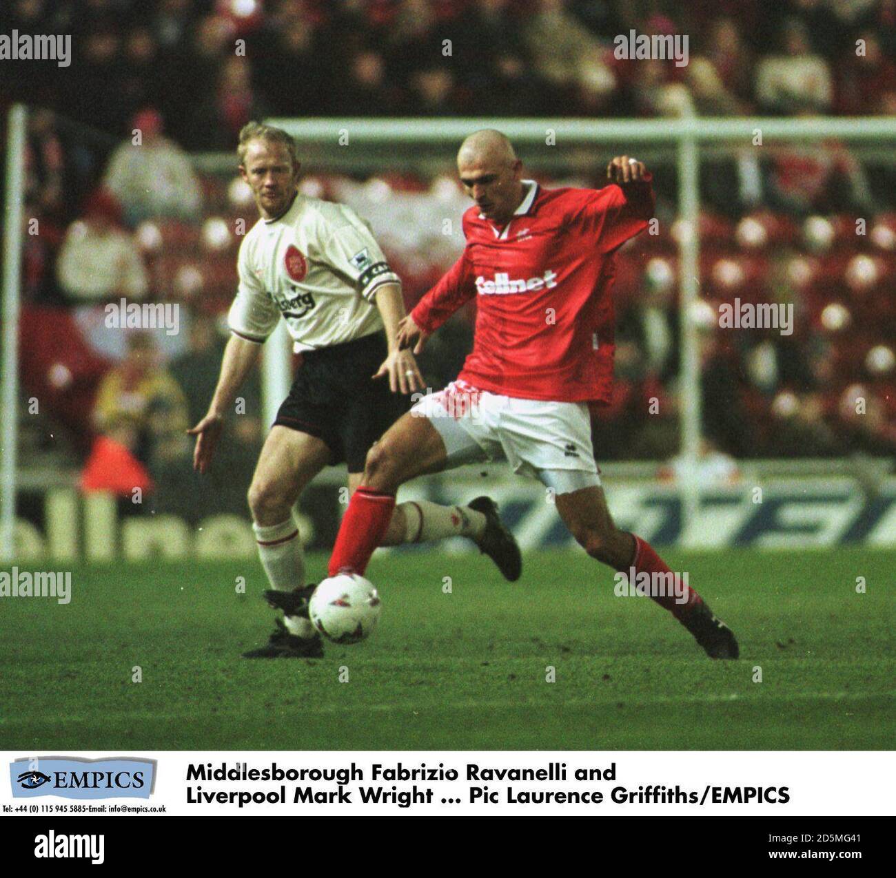 Middlesbrough's Fabrizio Ravanelli and Liverpool's Mark Wright Stock ...