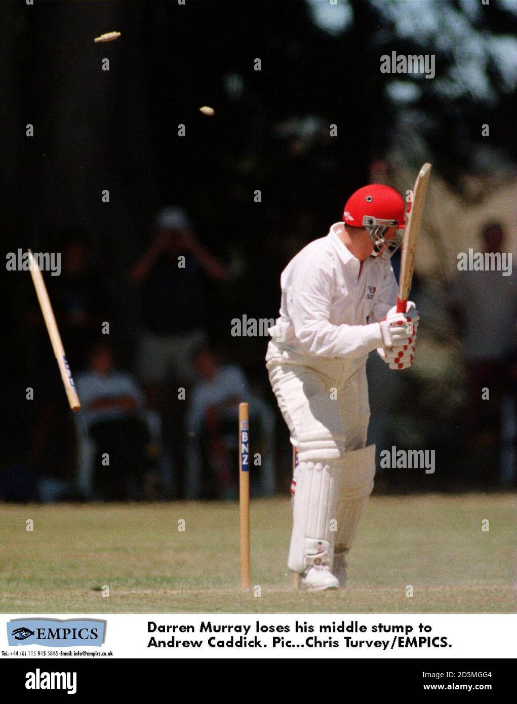 Darren Murray loses his middle stump to Andrew Caddick Stock Photo - Alamy