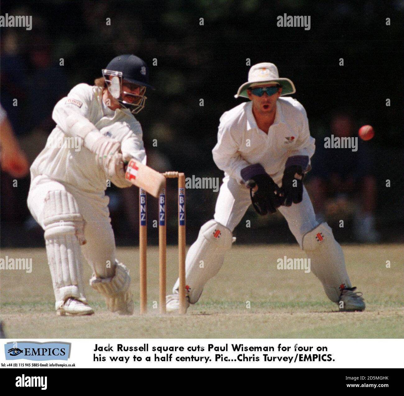 Jack Russell square cuts Paul Wiseman for four on his way to a half ...
