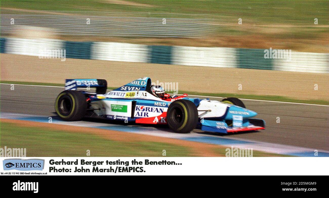 Gerhard Berger testing the Benetton Stock Photo - Alamy