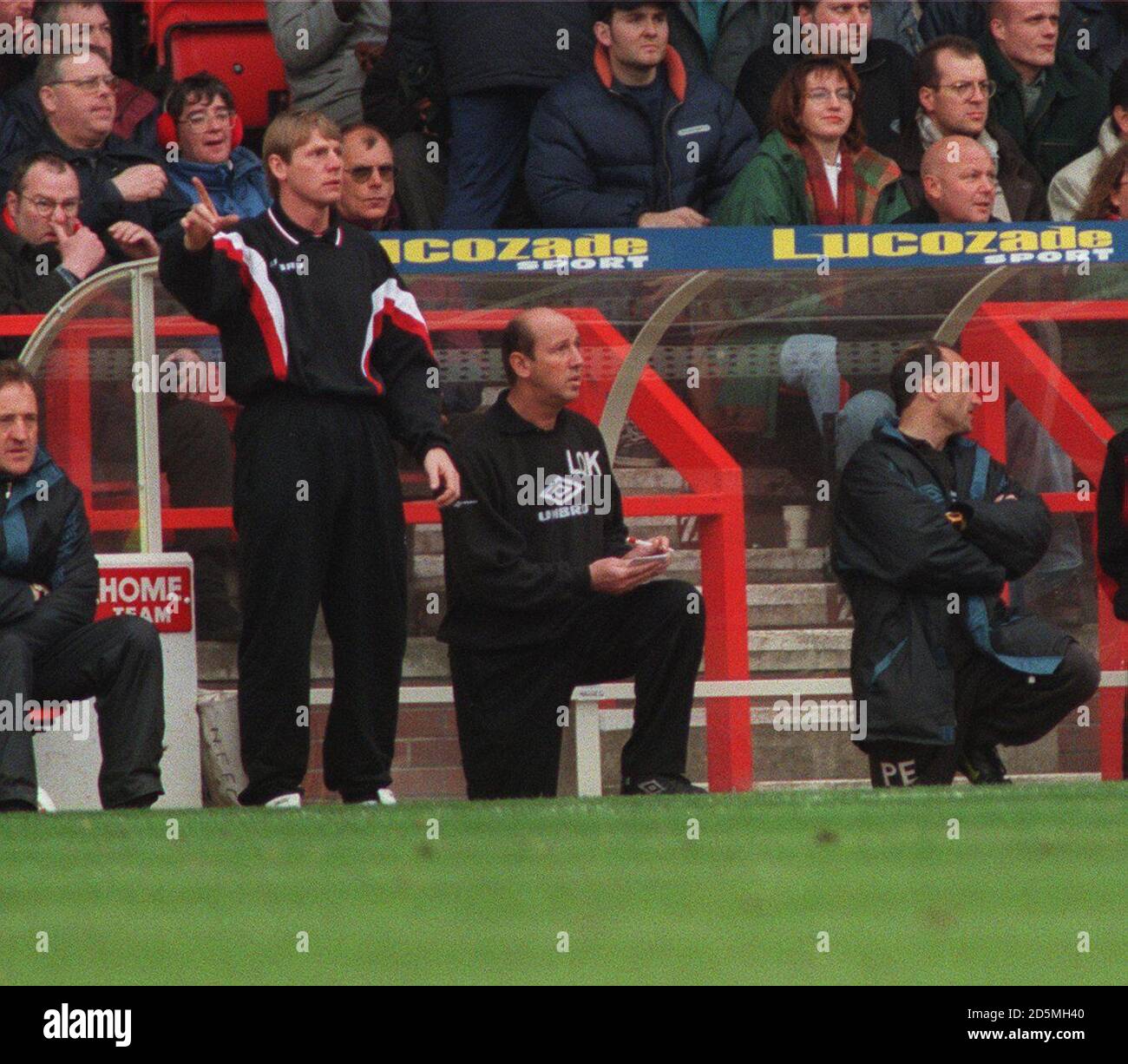 Stuart Pearce, Nottingham Forest Manager points the way from the bench ...
