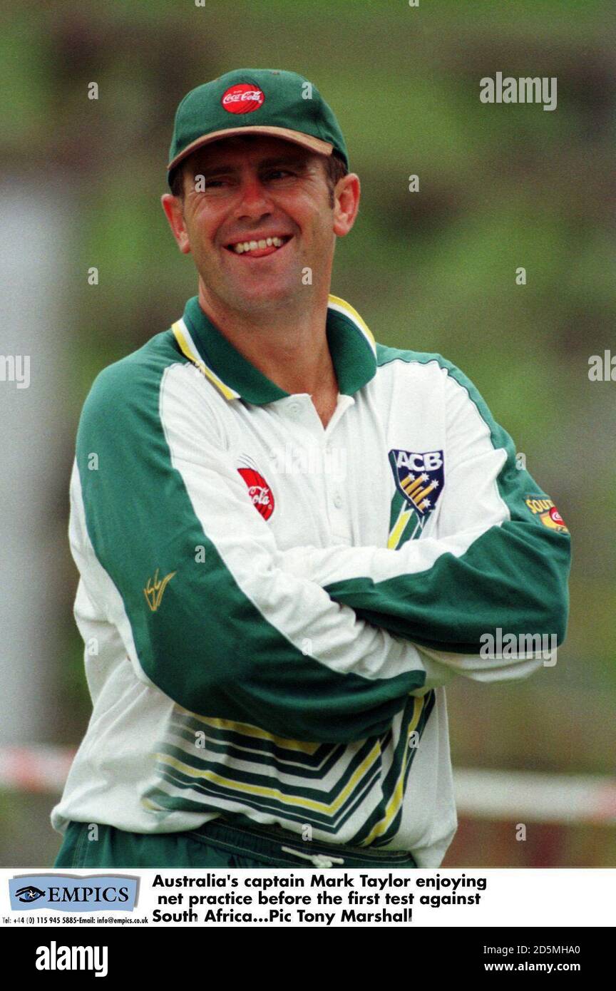 Australia captain Mark Taylor enjoying net practice before the first ...