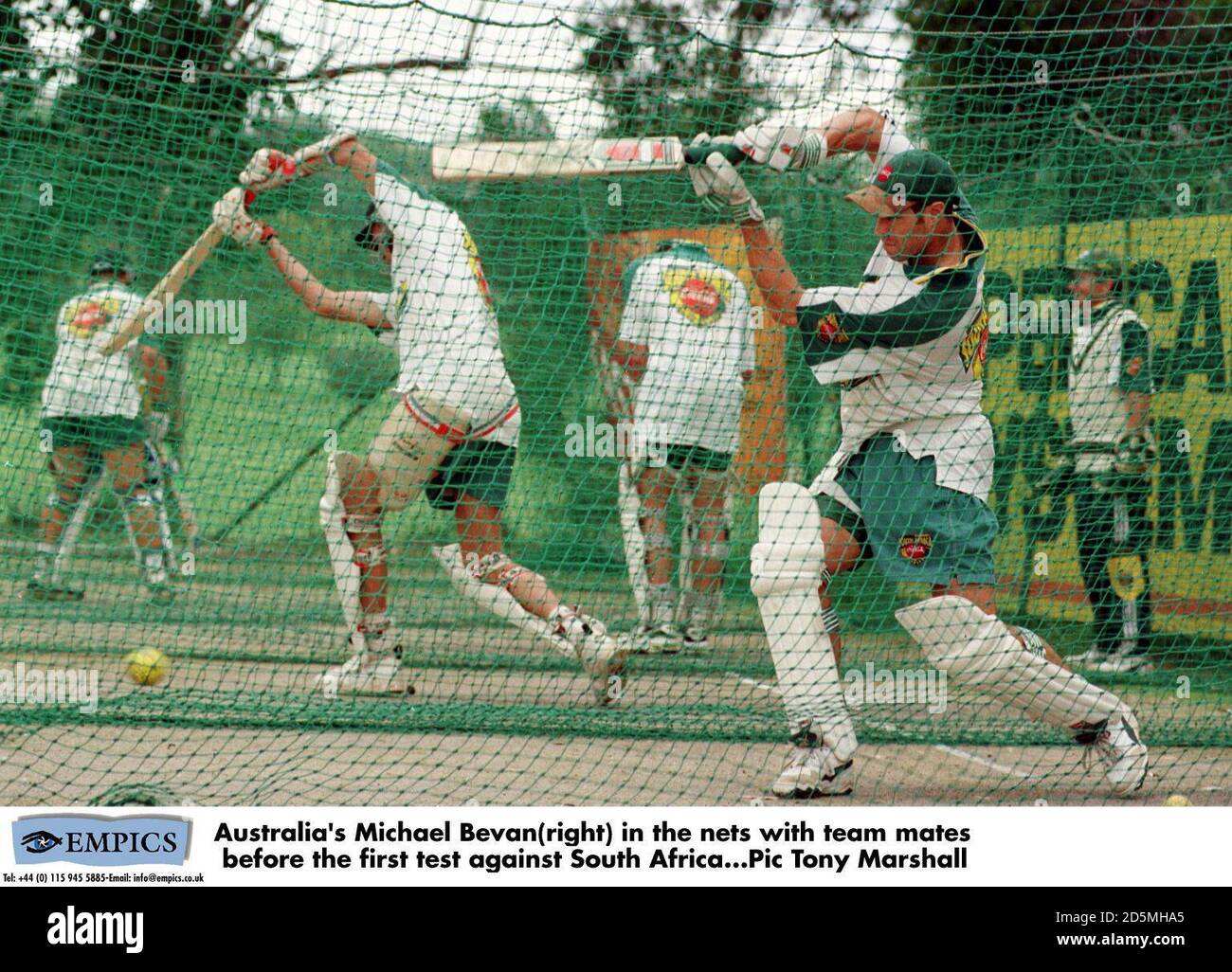 Australia's Michael Bevan(right) in the nets with team-mates before the ...