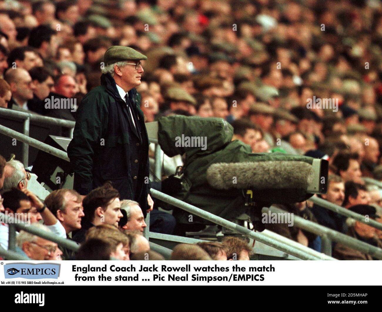 England Coach Jack Rowell watches the match from the stand Stock Photo ...