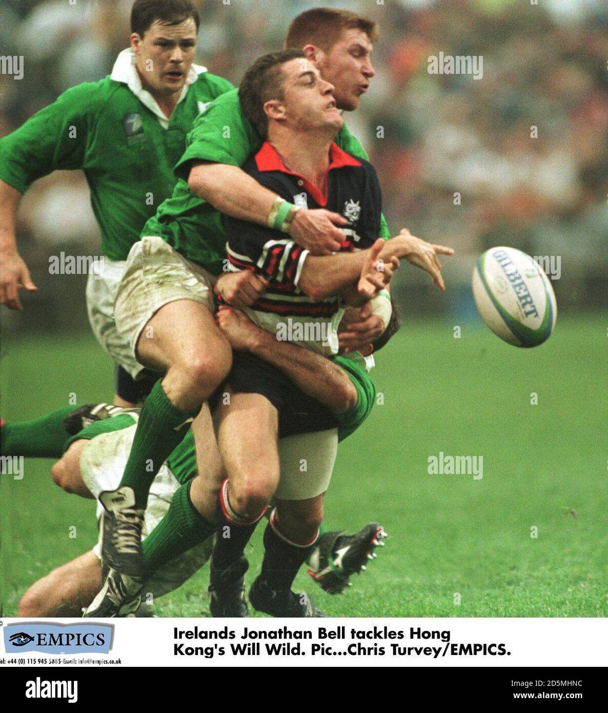 Irelands Jonathan Bell tackles Hong Kong's Will Wild Stock Photo - Alamy