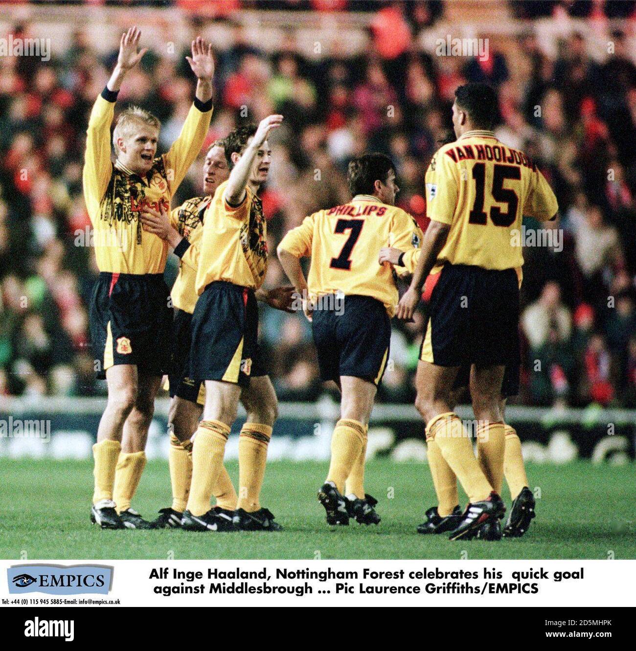 Alf Inge Haaland, Nottingham Forest celebrates his quick goal against ...