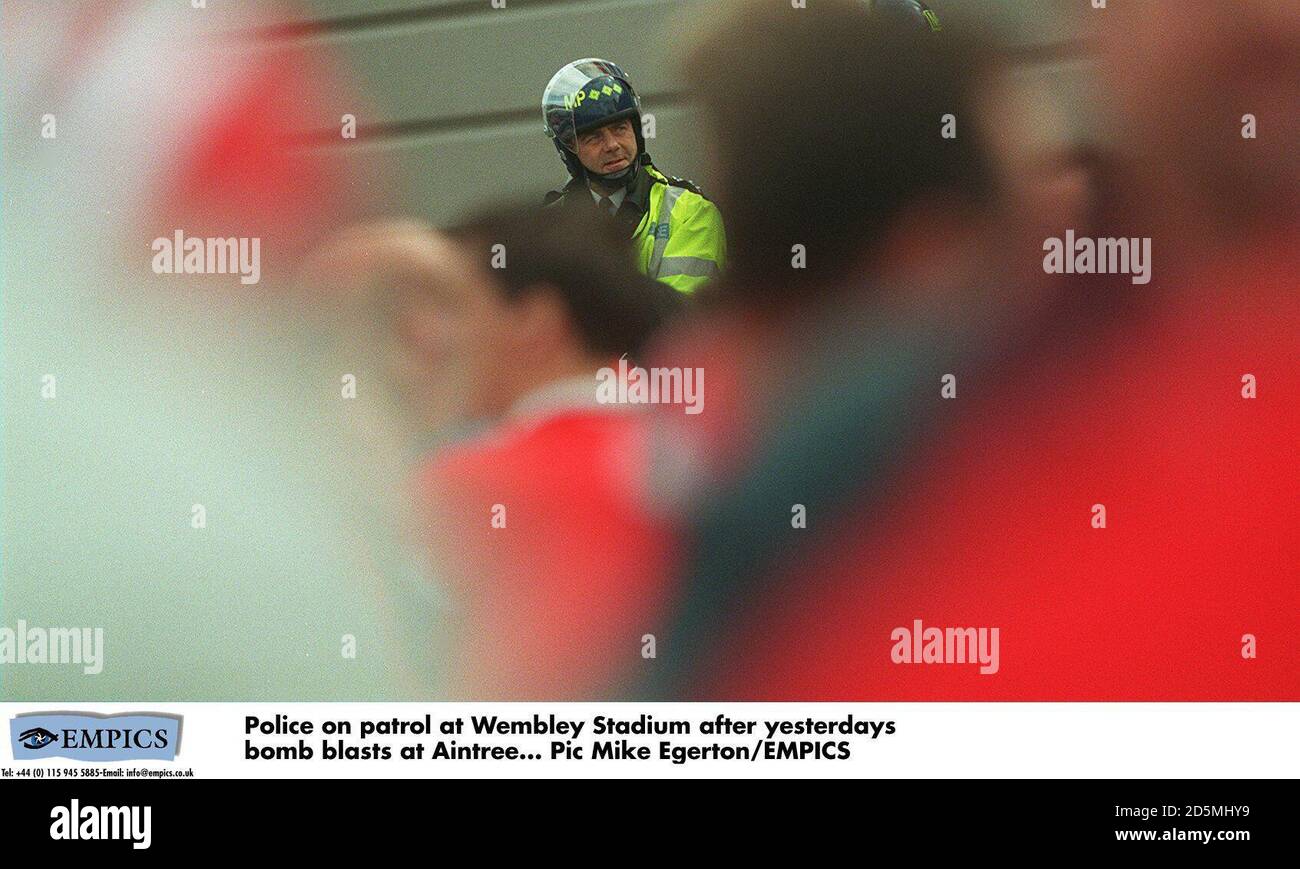 Police on patrol at Wembley Stadium after yesterdays bomb blasts at ...