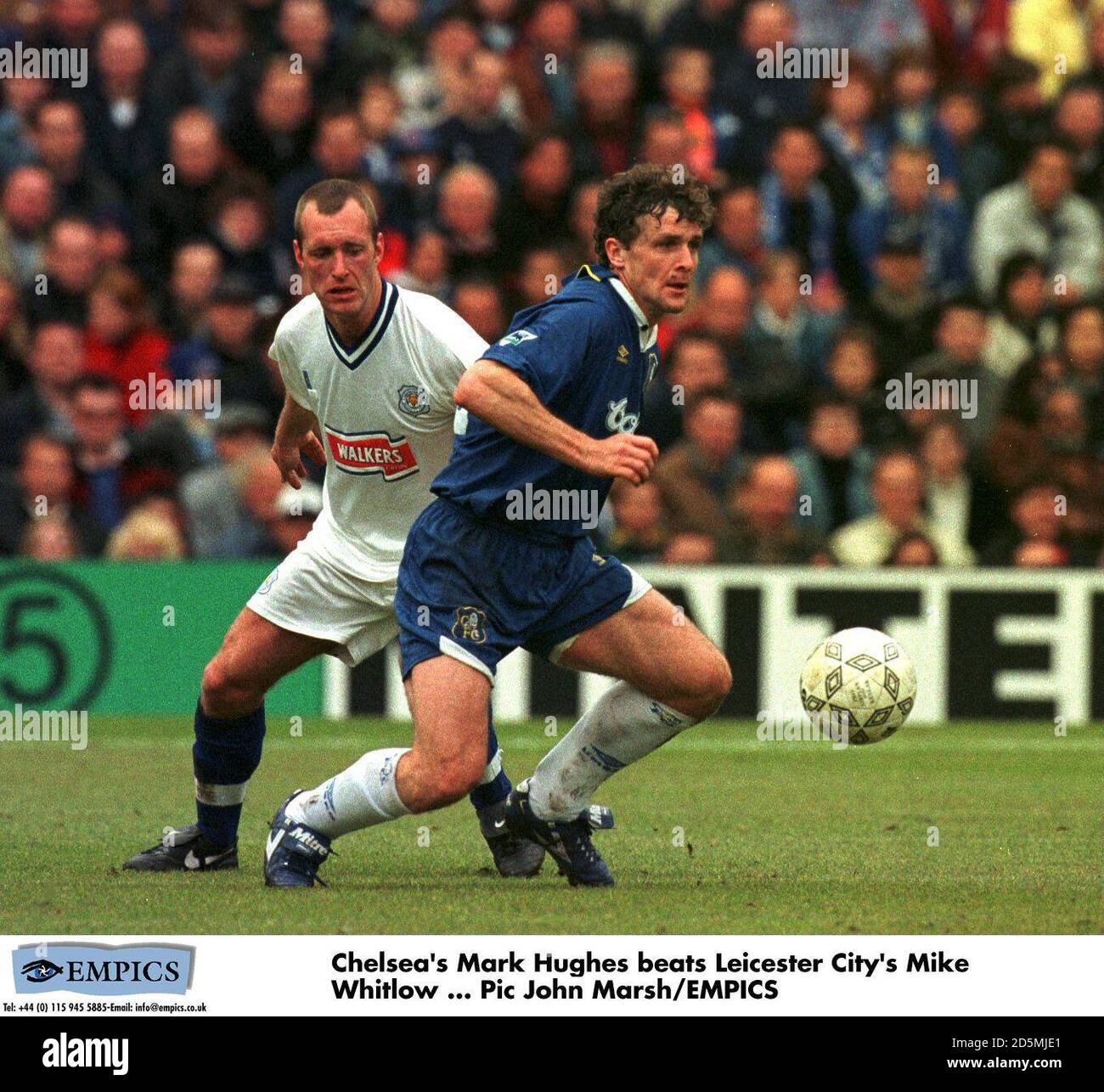 Chelsea's Mark Hughes beats Leicester City's Mike Whitlow Stock Photo ...