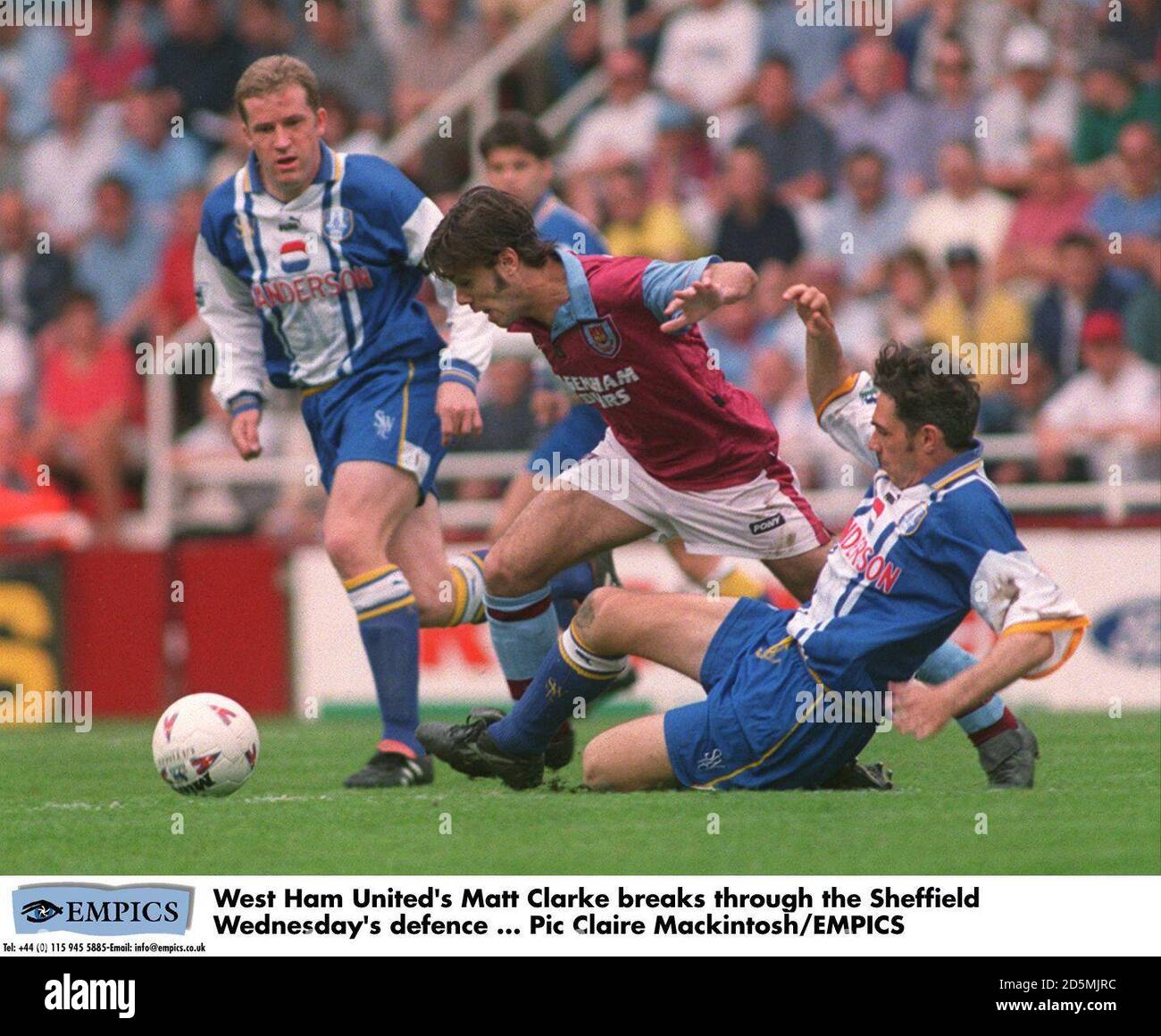 West Ham United's Matt Clarke breaks through the Sheffield Wednesday's ...