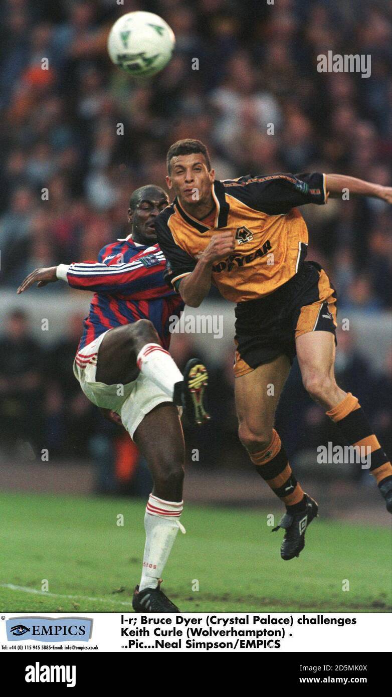 l-r; Bruce Dyer (Crystal Palace) challenges Keith Curle (Wolverhampton ...