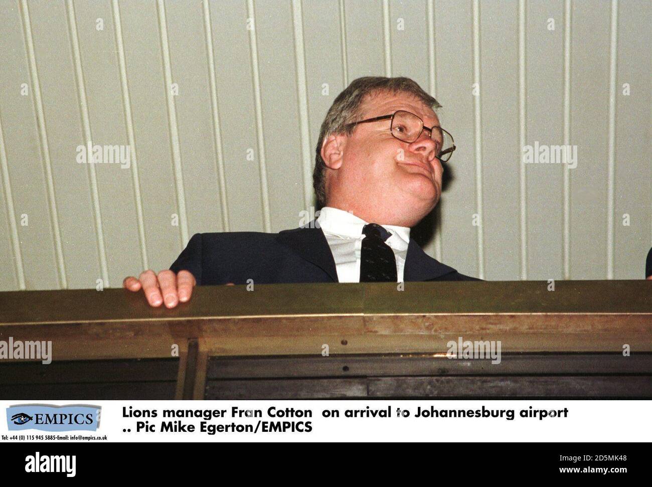 Lions manager Fran Cotton on arrival to Johannesburg airport Stock ...