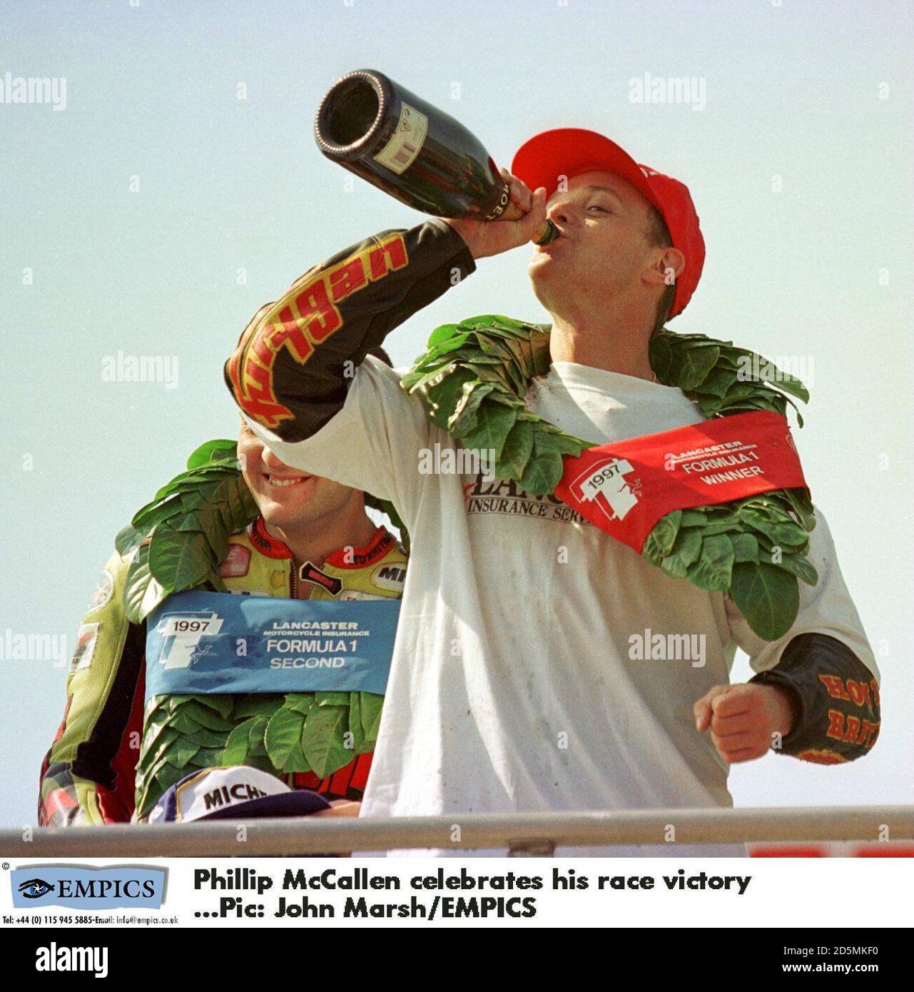 Phillip McCallen celebrates his race victoryr Stock Photo - Alamy