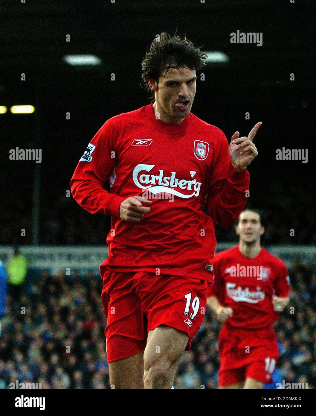 Liverpool's Fernando Morientes celebrates scoring their first goal ...