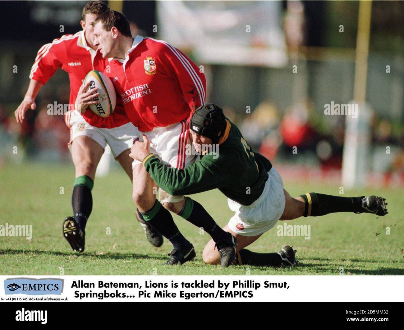 Allan Bateman, Lions is tackled by Phillip Smut, Springboks Stock Photo ...