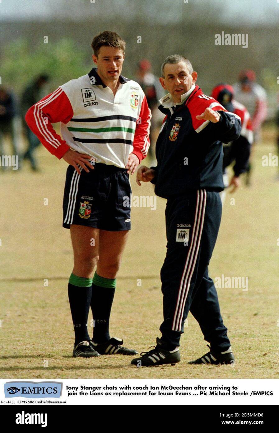 Tony Stanger chats with coach Ian Mcgeechan after arriving to join the ...