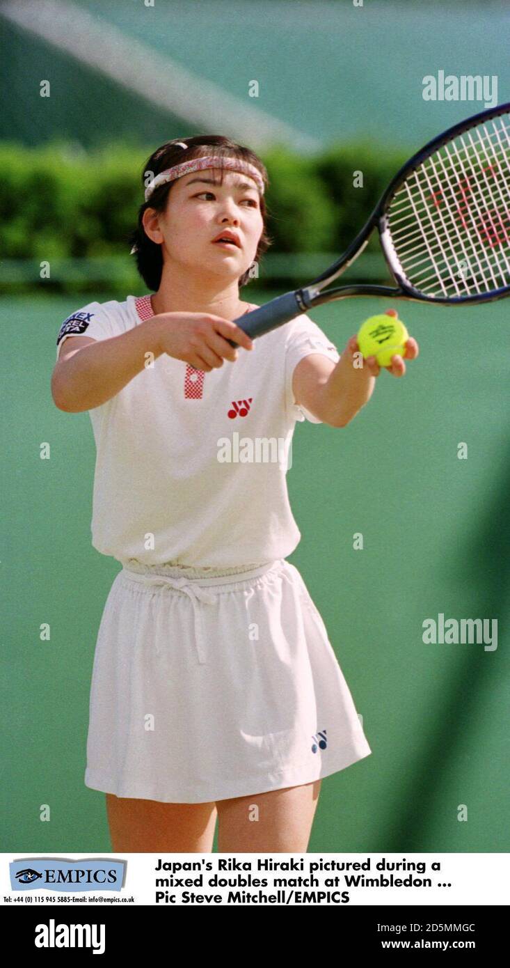 Japan's Rika Hiraki pictured during a mixed doubles match at Wimbledon ...