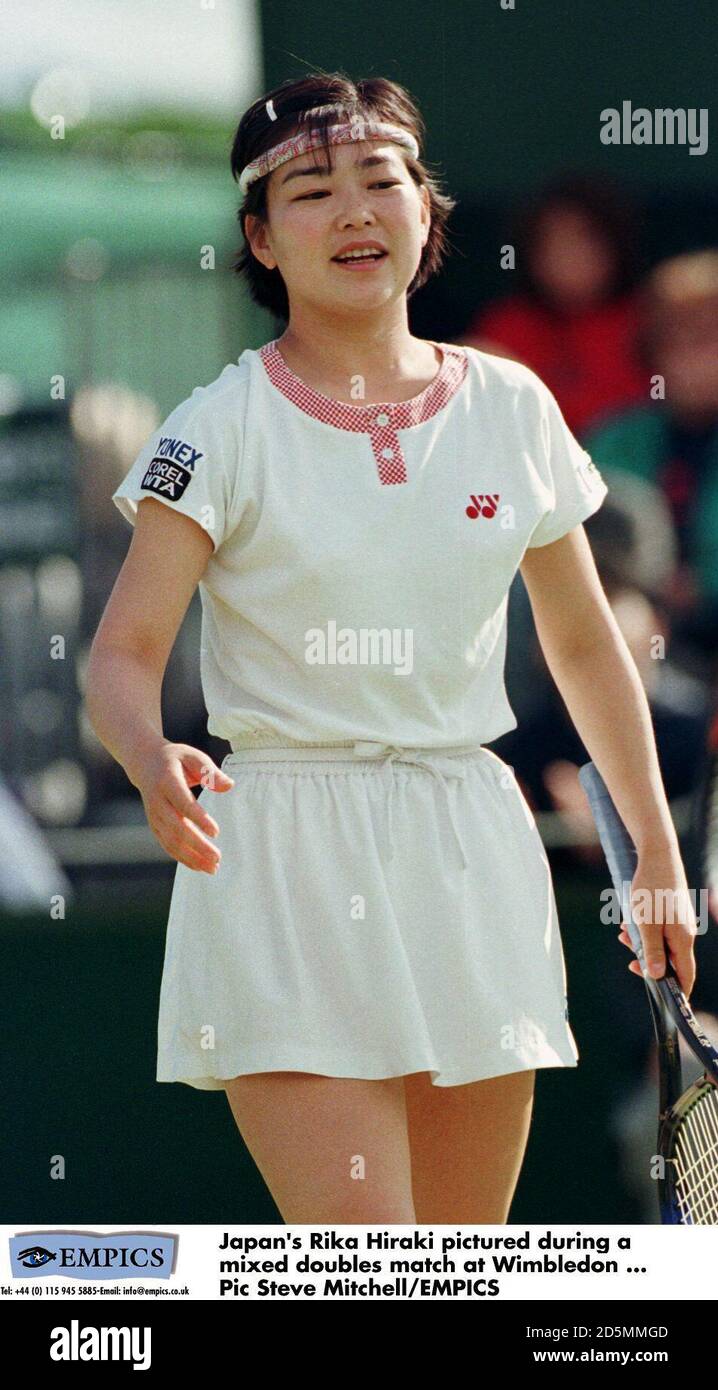 Japan's Rika Hiraki pictured during a mixed doubles match at Wimbledon ...