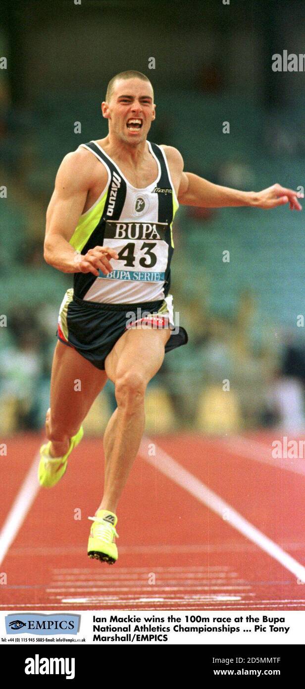 Ian Mackie wins the 100m race at the Bupa National Athletics ...