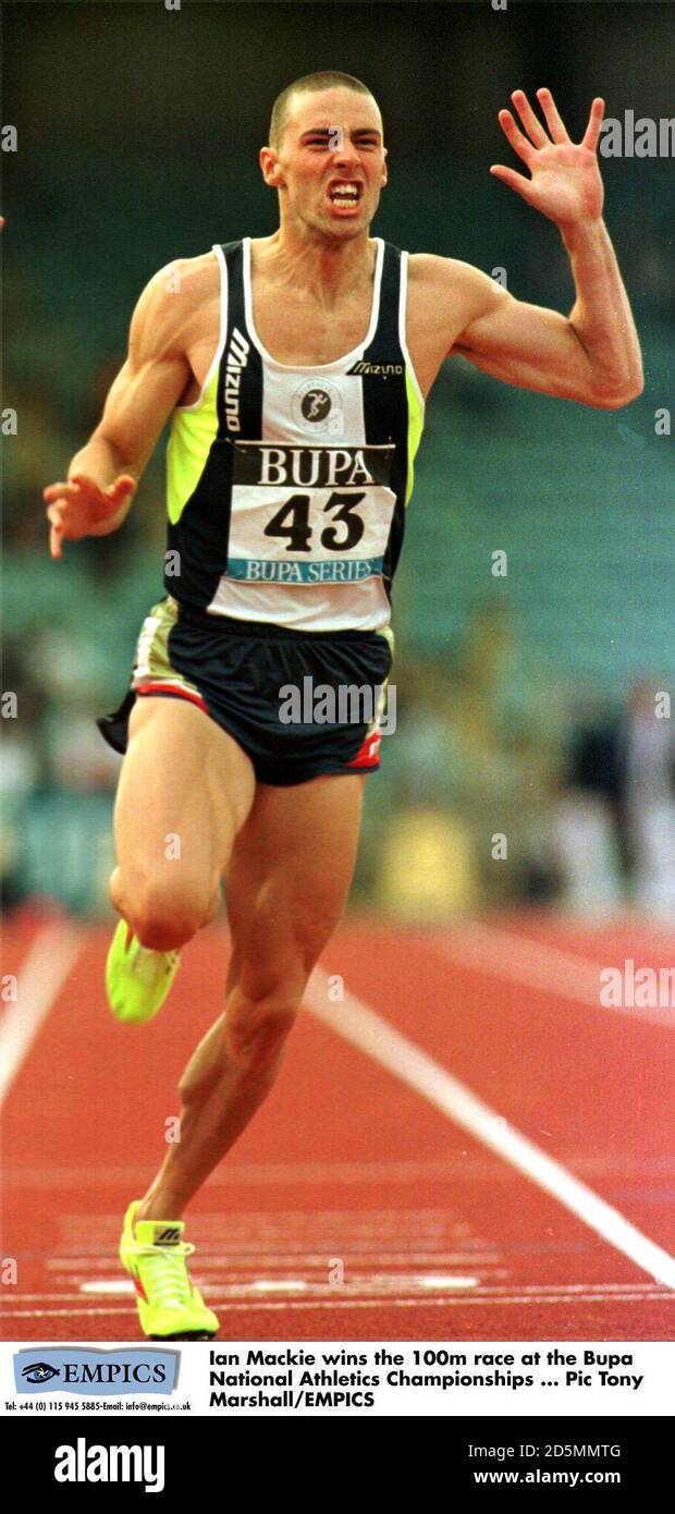 Ian Mackie wins the 100m race at the Bupa National Athletics ...
