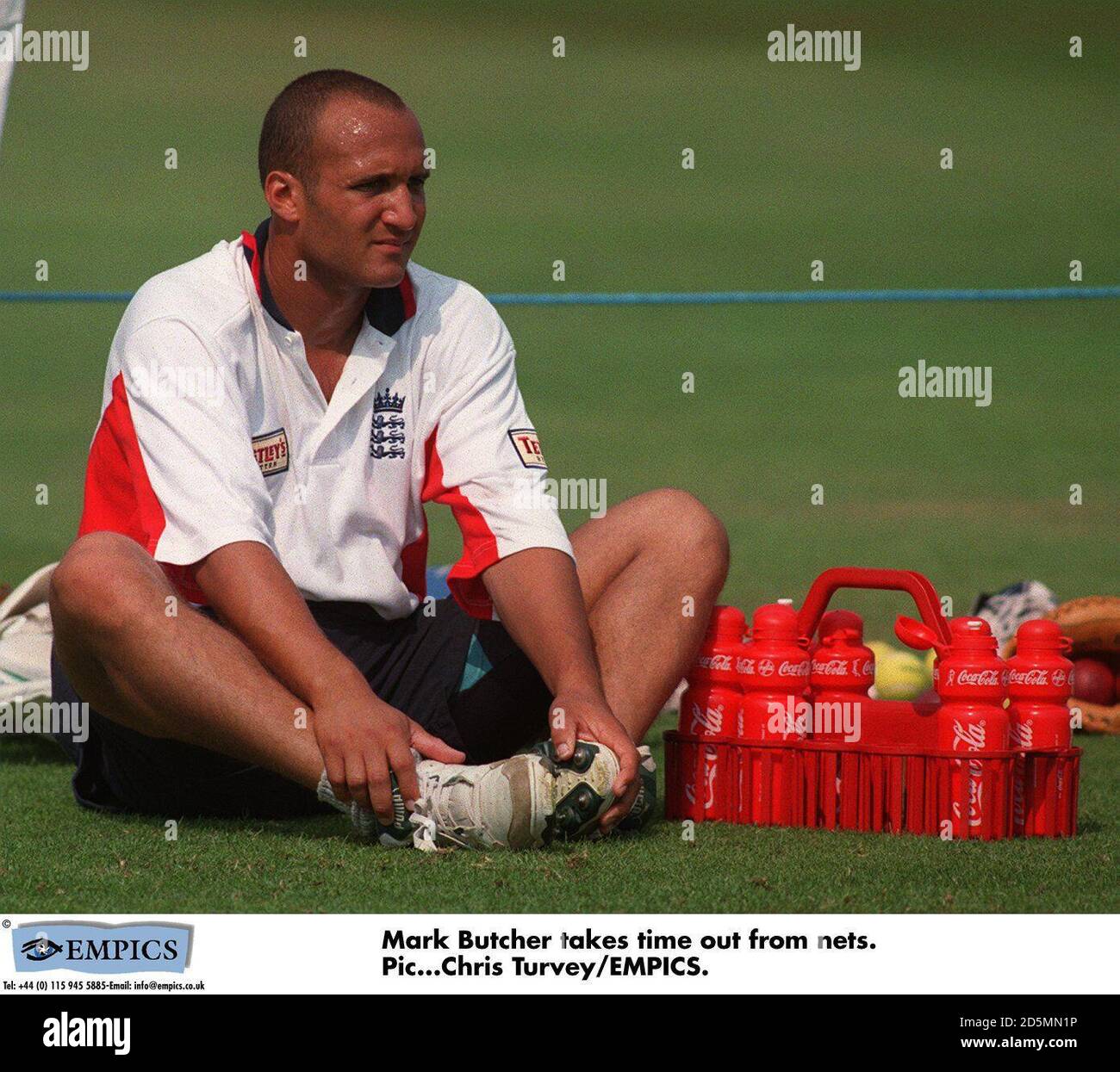 Mark Butcher takes time out from nets Stock Photo - Alamy