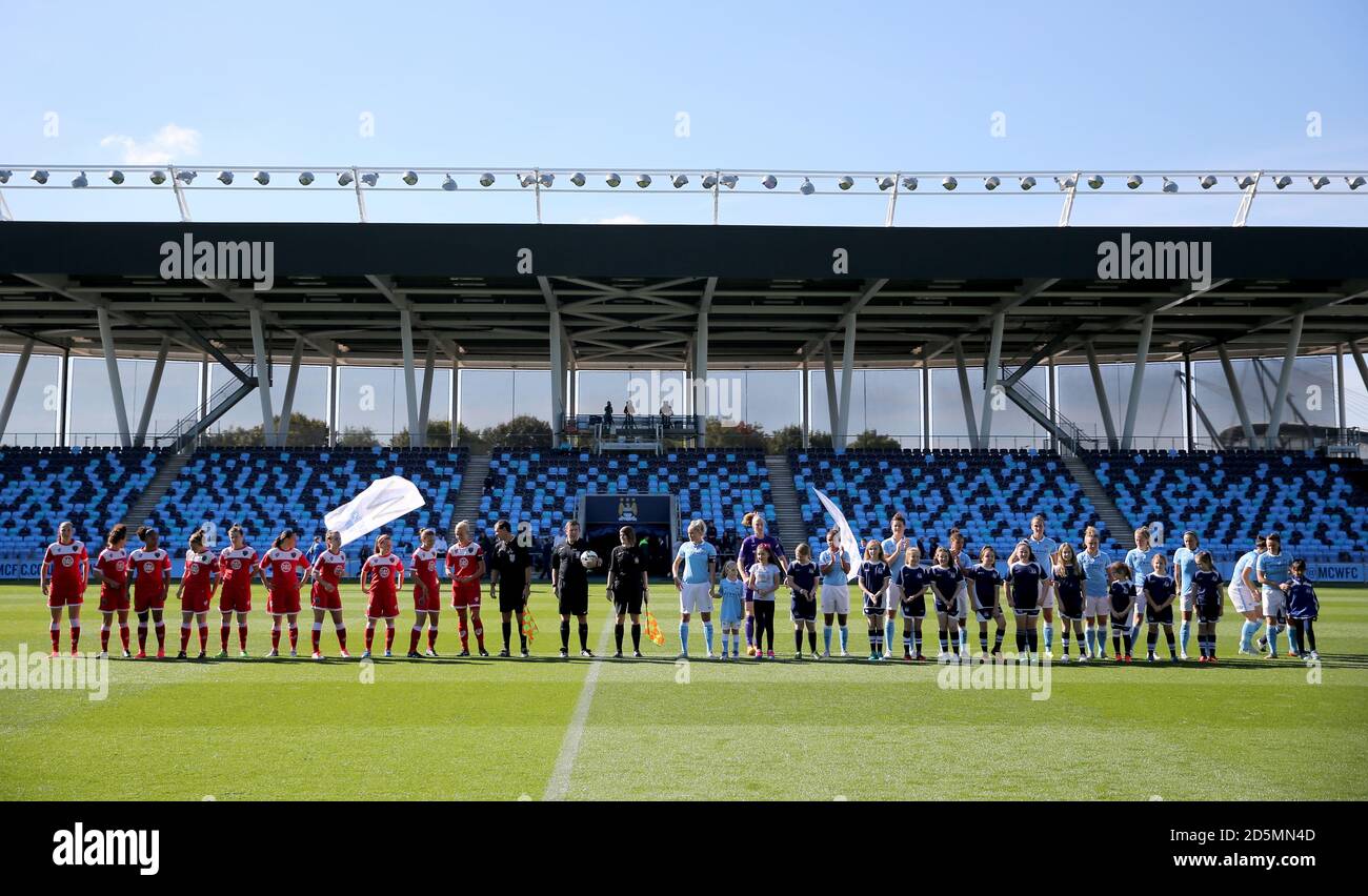 The two team's line up before kick-off Stock Photo - Alamy