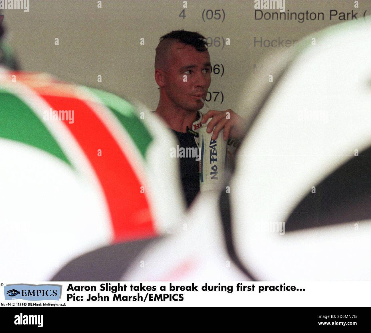 Aaron Slight takes a break during first practice Stock Photo - Alamy