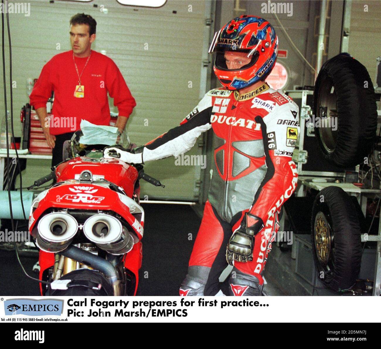 Carl Fogarty prepares for first practice Stock Photo - Alamy