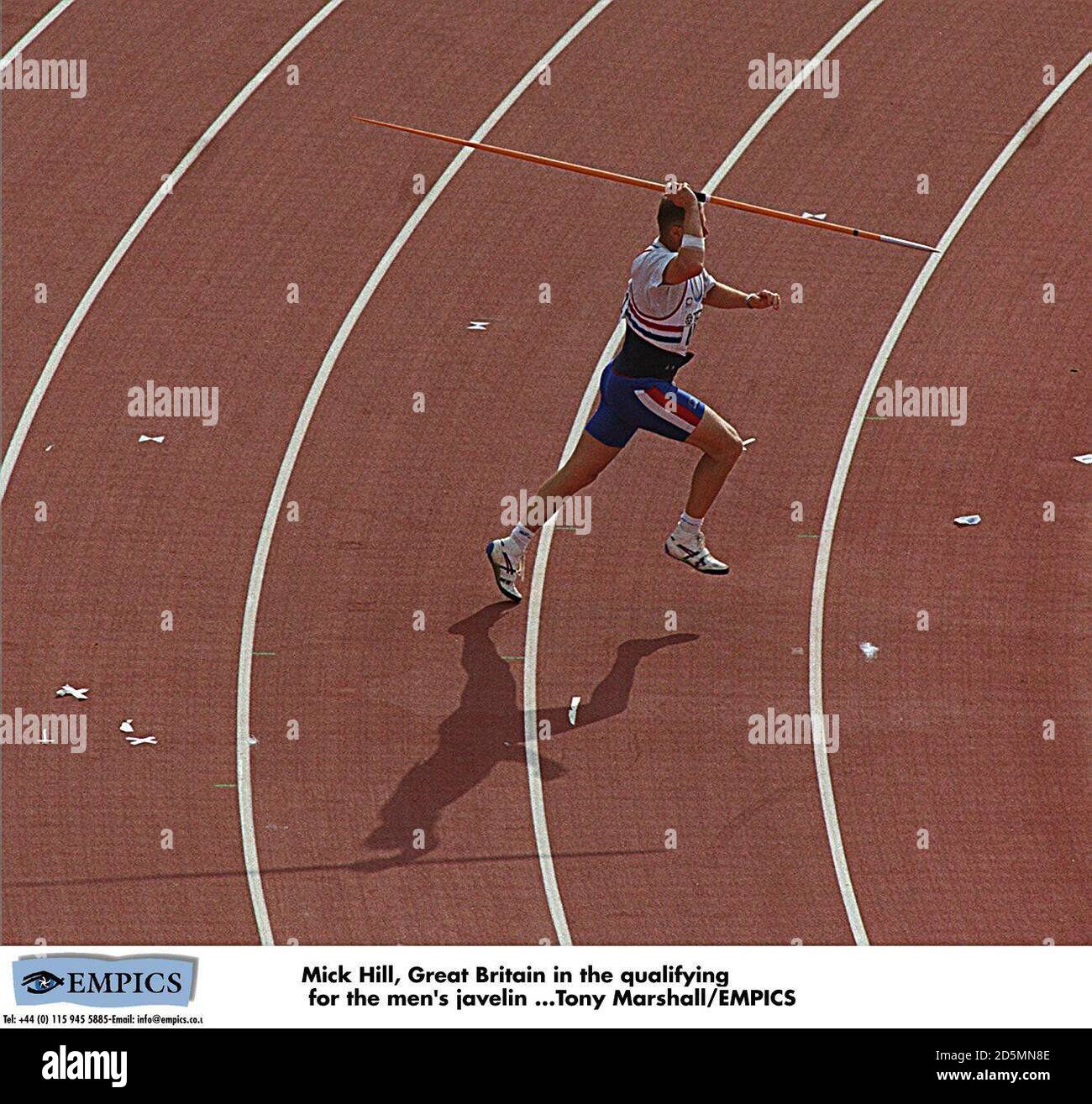 Mick Hill, Great Britain in the qualifying for the men's javelin Stock ...