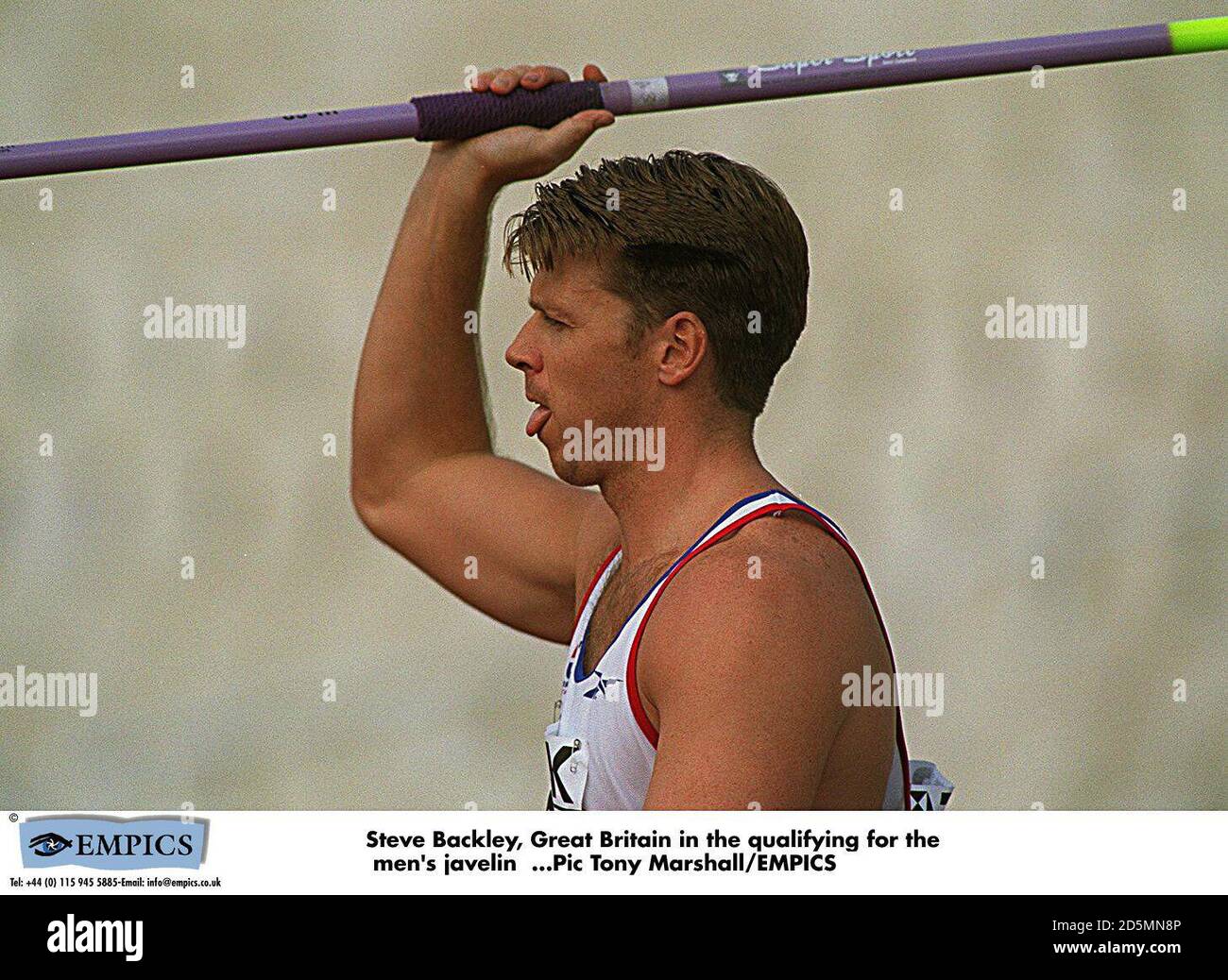 Steve Backley, Great Britain in the qualifying for the men's javelin ...