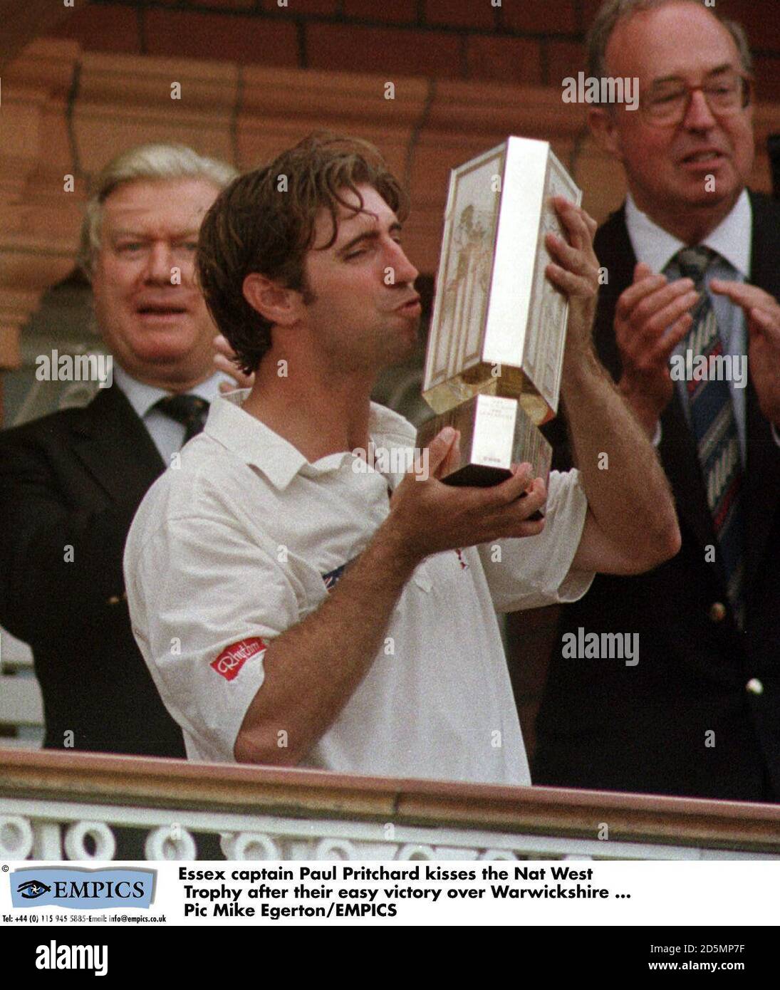 Essex captain Paul Prichard kisses the Nat West Trophy after their easy ...