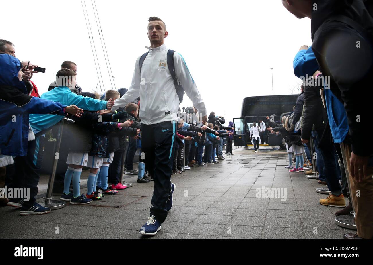 Manchester City's Bersant Celina greets fans upon arriving at the ...