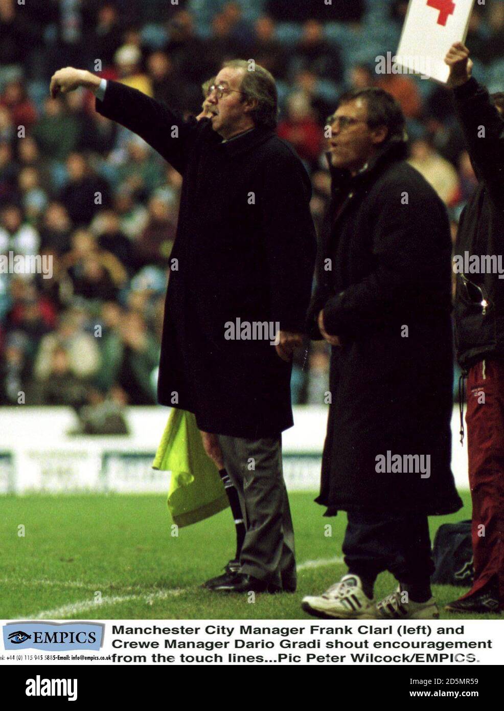 Manchester City manager Frank Clark (left) and Crewe Alexandra manager ...