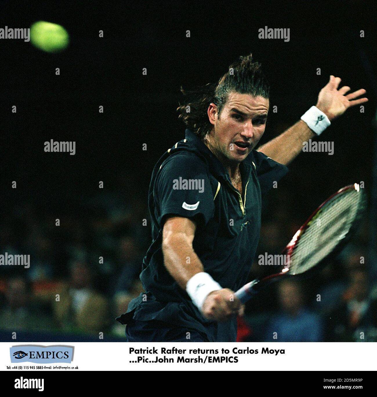 Patrick Rafter plays a backhand return Stock Photo - Alamy